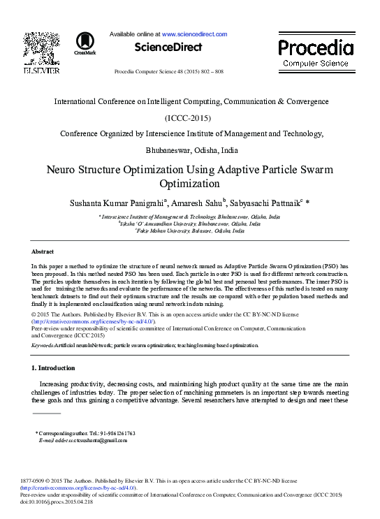 Pdf Structure Optimization Using Adaptive Particle Swarm Optimization