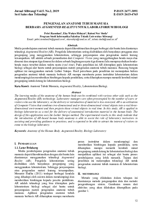 (PDF) Pengenalan Anatomi Tubuh Manusia Berbasis Augmented Reality Untuk ...