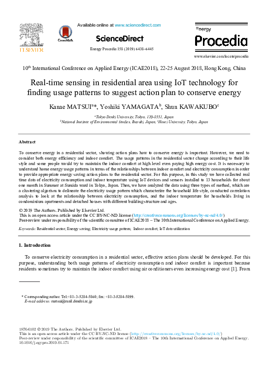 Real Time Sensing In Residential Area Using Iot Technology For Finding Usage Patterns To Suggest