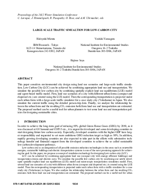 (PDF) Large-scale traffic simualtion for Low-Carbon City