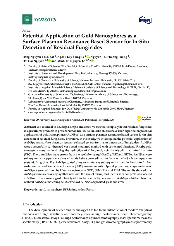 Pdf Potential Application Of Gold Nanospheres As A Surface Plasmon