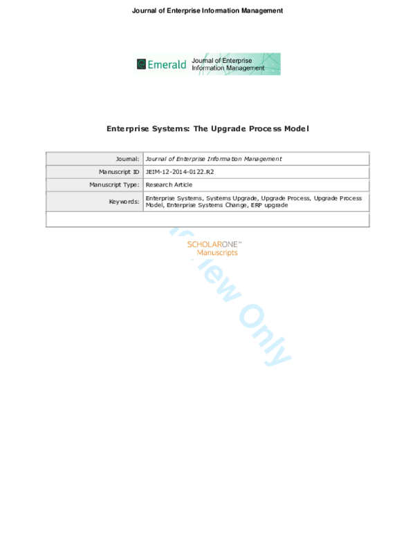 (PDF) Enterprise systems: the upgrade process model