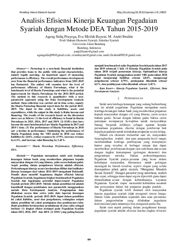 (PDF) Analisis Efisiensi Kinerja Keuangan Pegadaian Syariah dengan ...