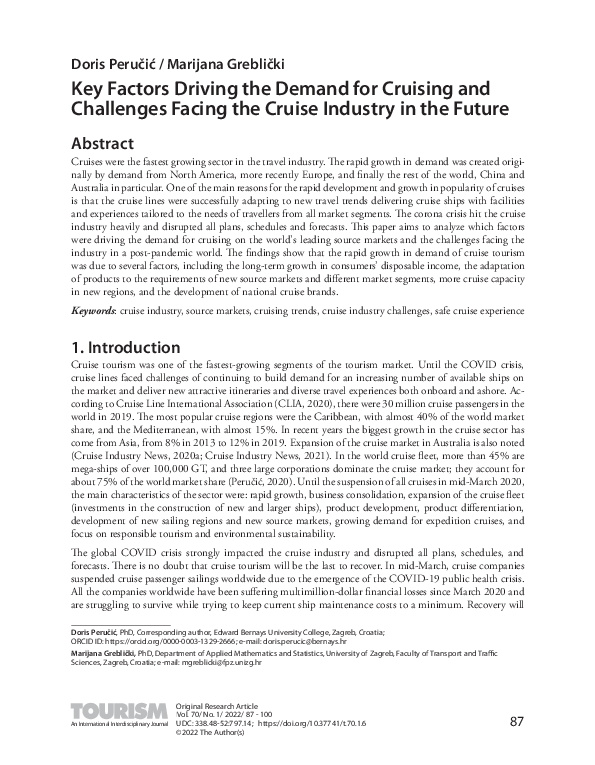 (PDF) Key Factors Driving the Demand for Cruising and Challenges Facing the Cruise Industry in ...