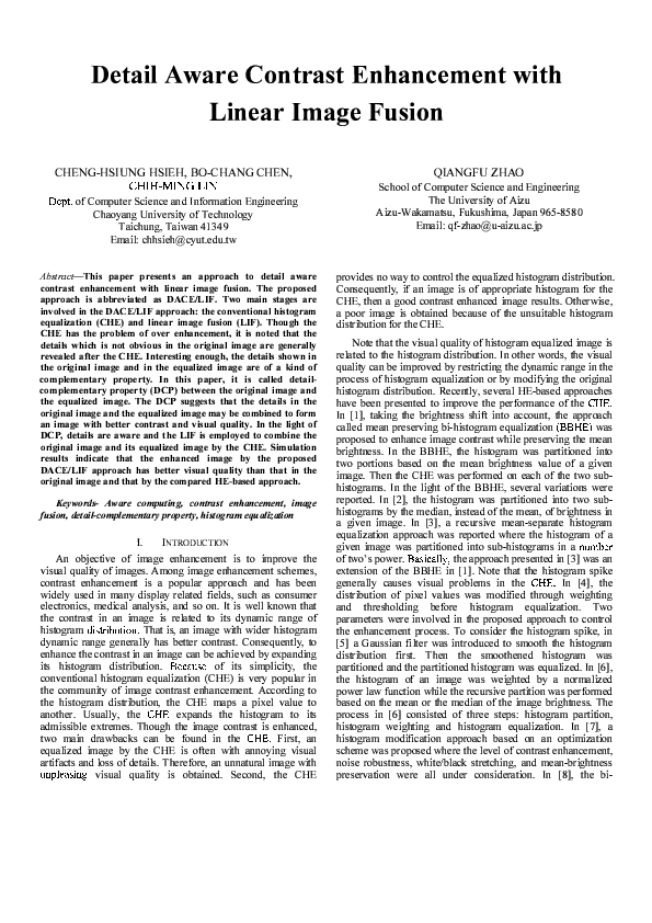 (PDF) Detail aware contrast enhancement with linear image fusion