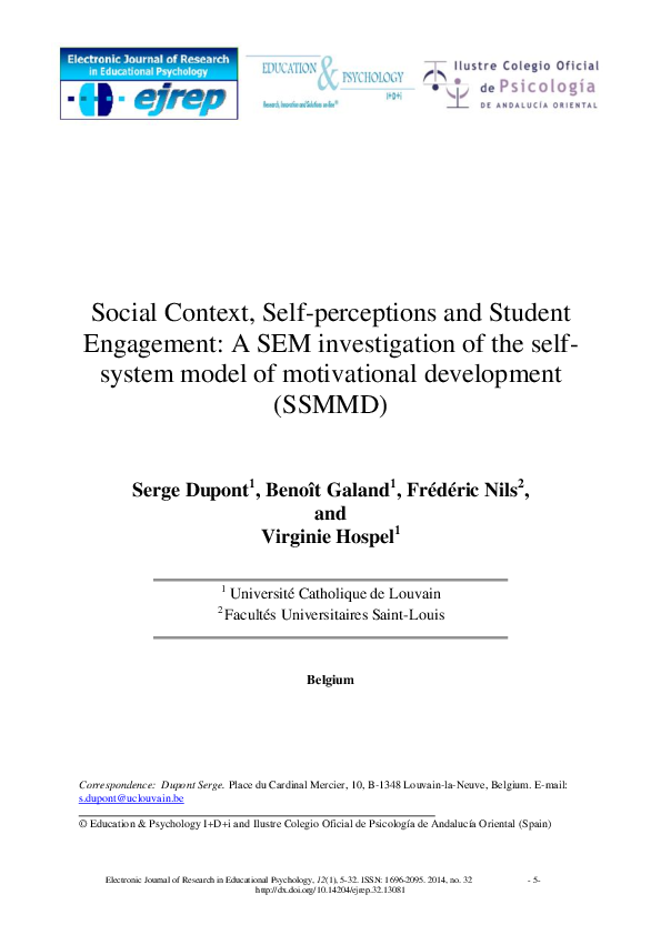 (PDF) Social Context, Self-perceptions and Student Engagement: A SEM ...