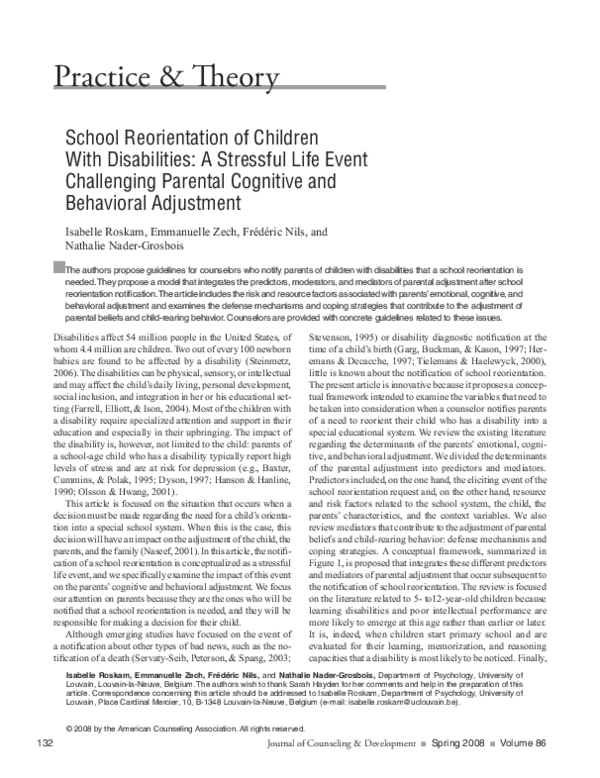 (PDF) School Reorientation of Children With Disabilities: A Stressful ...