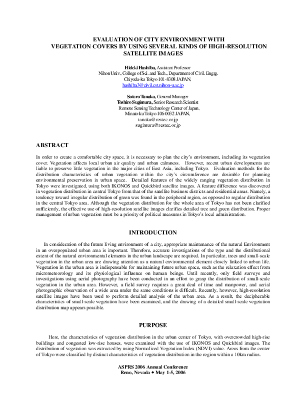 (PDF) Evaluation of City Environment with Vegetation Covers by Using ...