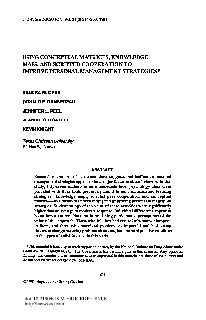 (PDF) Using Conceptual Matrices, Knowledge Maps, and Scripted Cooperation to Improve Personal ...