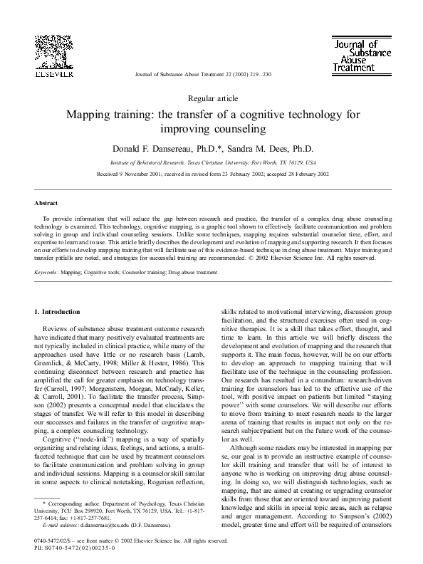(PDF) Enhancing Counseling with Cognitive Mapping Training