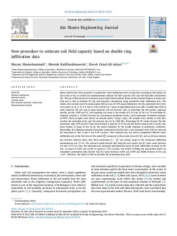 (PDF) Estimating Soil Field Capacity from Infiltration