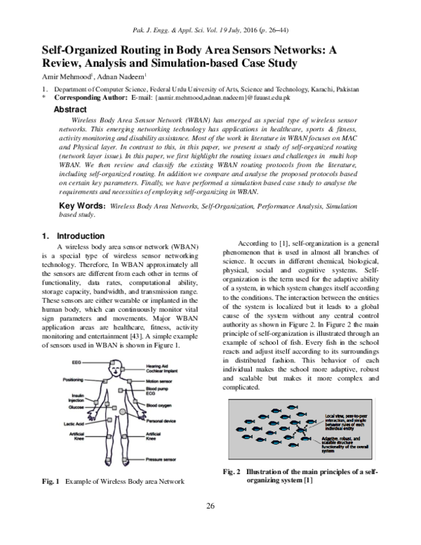(PDF) Self-Organized Routing in Body Area Sensors Networks: A Review, Analysis and Simulation ...