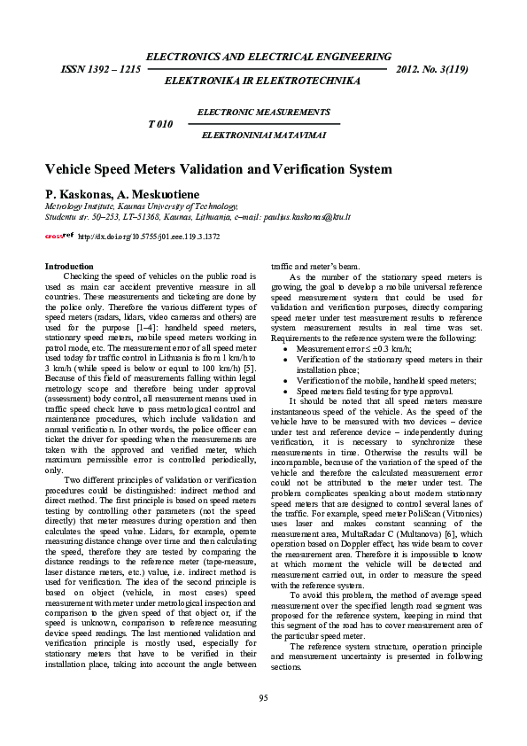 (PDF) Vehicle Speed Meters Validation and Verification System