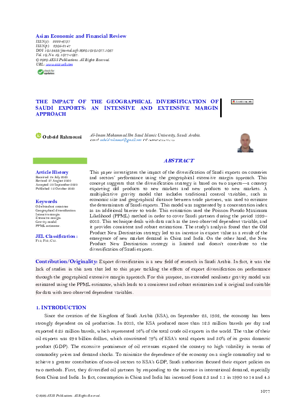 (PDF) The Impact of the Geographical Diversification of Saudi Exports ...