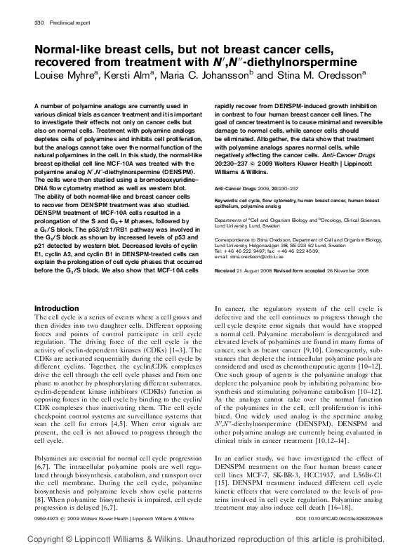 (PDF) Normal-like breast cells, but not breast cancer cells, recovered ...