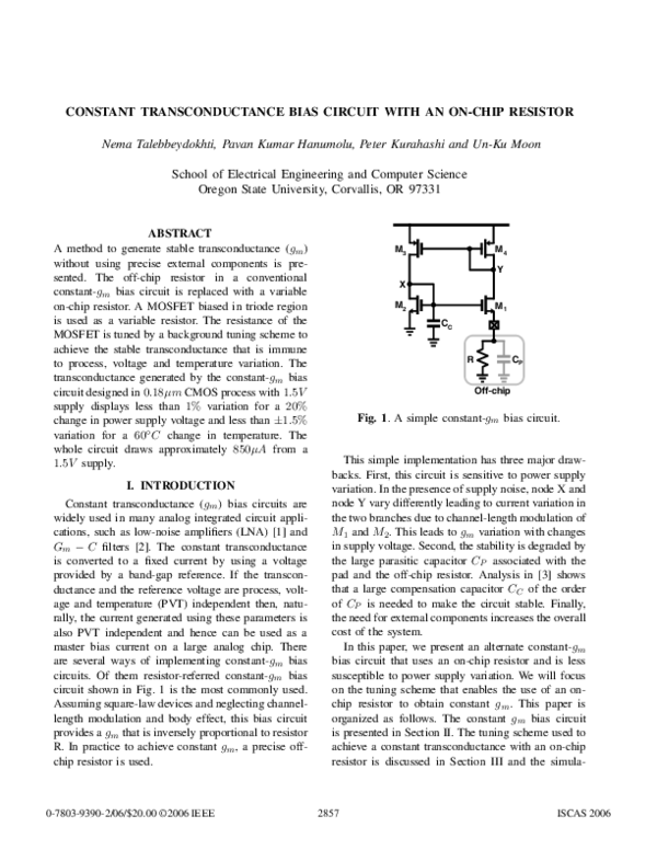 (PDF) Constant Transconductance Bias Circuit with an On-Chip Resistor