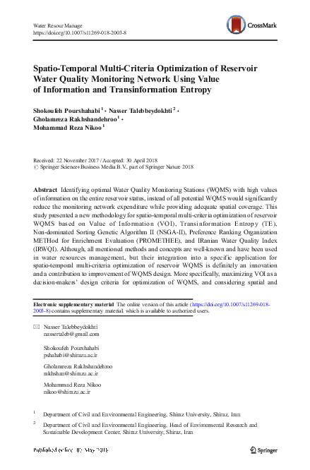 (PDF) Spatio-Temporal Multi-Criteria Optimization of Reservoir Water ...