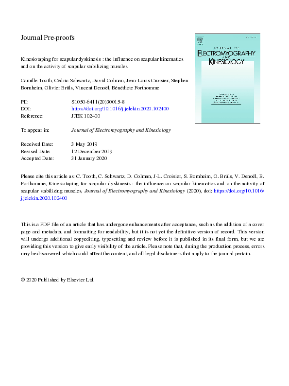 (PDF) Kinesiotaping for scapular dyskinesis: The influence on scapular ...