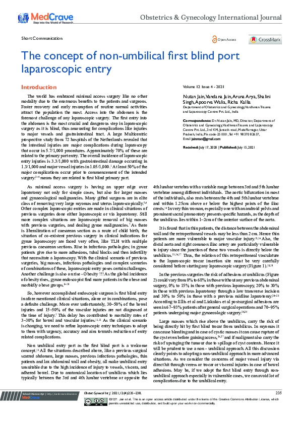 (PDF) The concept of non-umbilical first blind port laparoscopic entry