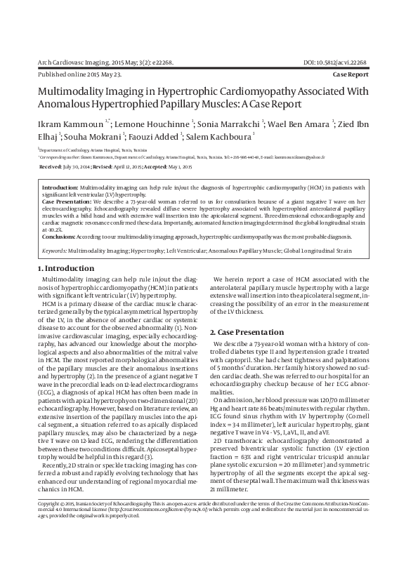 (PDF) Multimodality Imaging in Hypertrophic Cardiomyopathy Associated With Anomalous ...