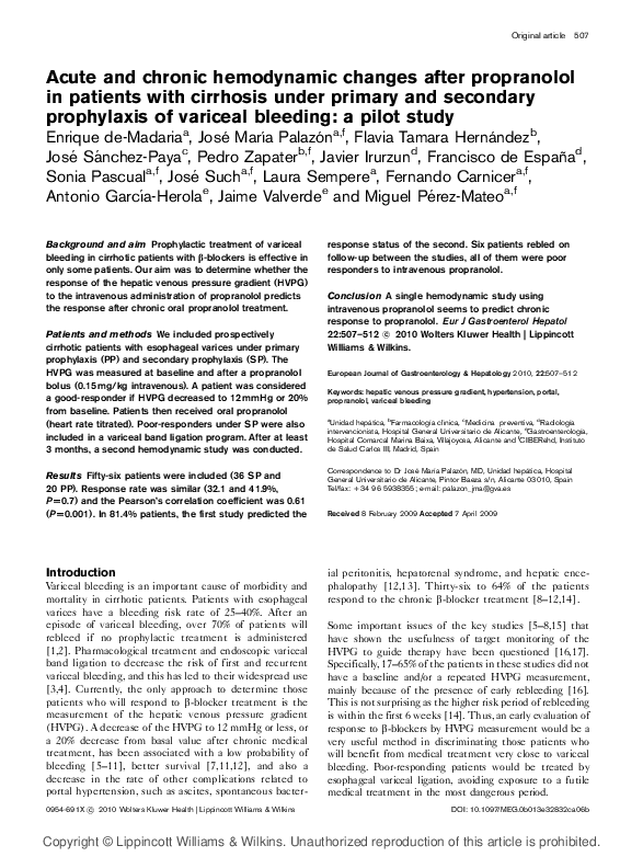 (PDF) Acute and chronic hemodynamic changes after propranolol in ...