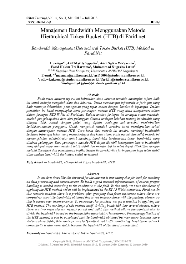 (PDF) Manajemen Bandwidth Menggunakan Metode Hierarchical Token Bucket ...