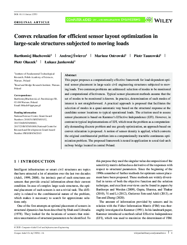 Pdf Convex Relaxation For Efficient Sensor Layout Optimization In