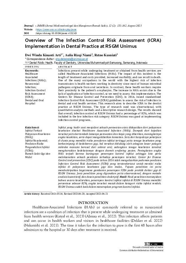 (PDF) Overview of The Infection Control Risk Assessment (ICRA ...