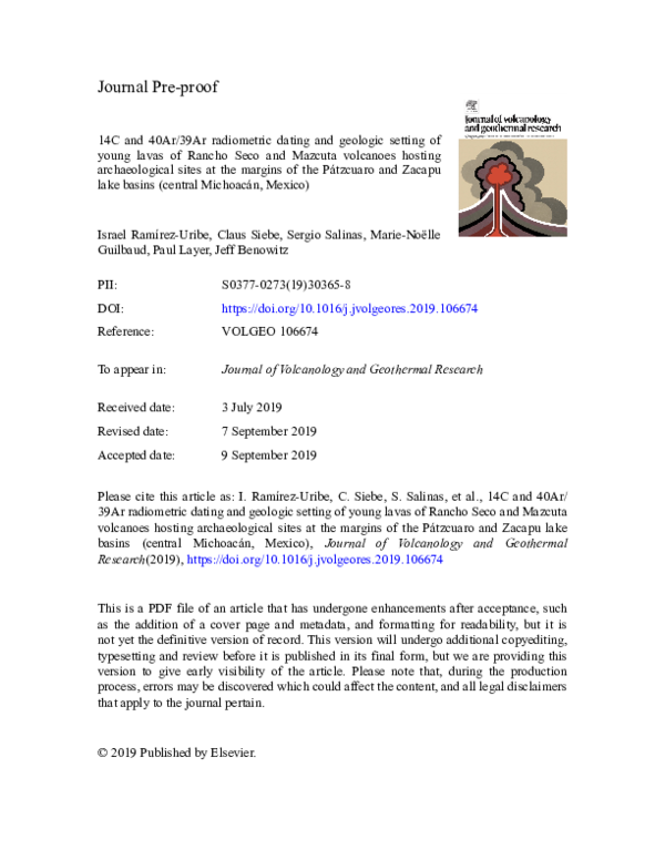 (PDF) 14C and 40Ar/39Ar radiometric dating and geologic setting of ...
