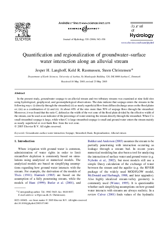 (PDF) Quantification and regionalization of groundwater–surface water interaction along an ...