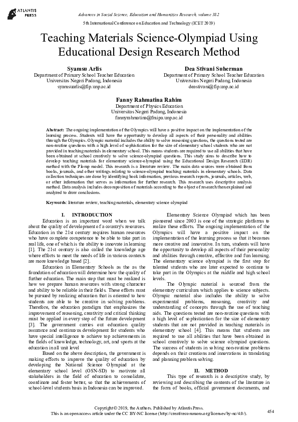 (PDF) Teaching Materials Science-Olympiad Using Educational Design ...