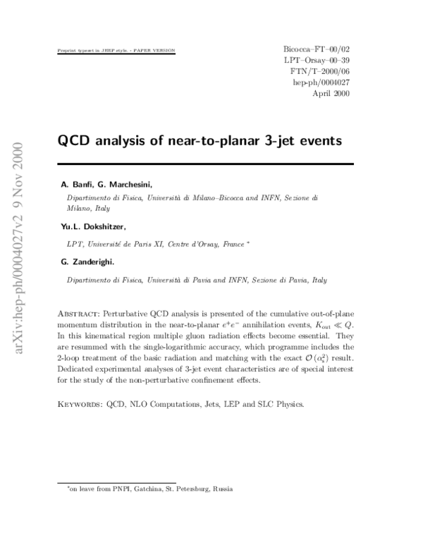 (PDF) QCD analysis of near-to-planar 3-jet events