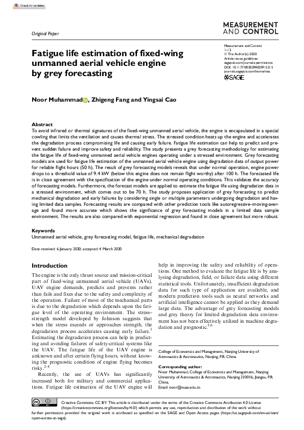 (PDF) Fatigue life estimation of fixed-wing unmanned aerial vehicle ...