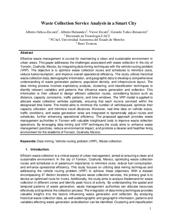 (PDF) Waste Collection Service Analysis in a Smart City.