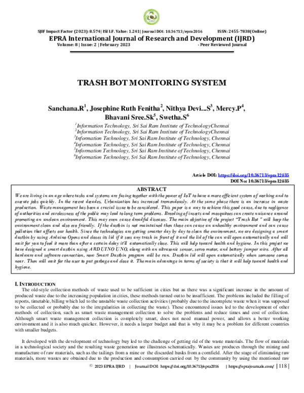 (PDF) Trash Bot Monitoring System