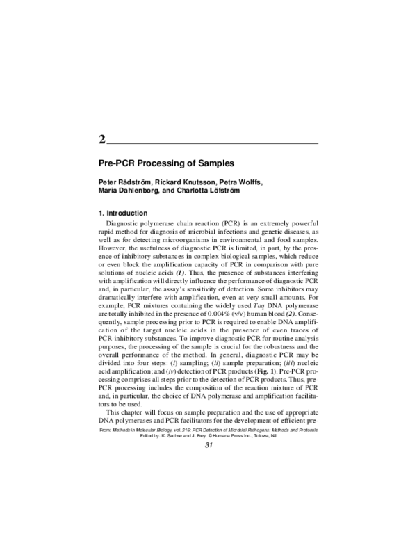 (PDF) Pre-PCR Processing of Samples
