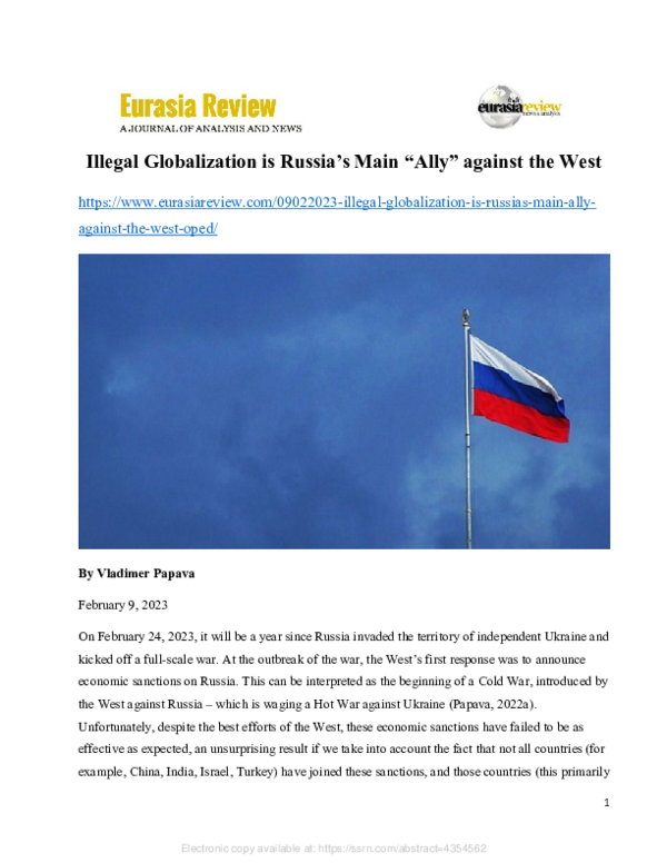 (PDF) Illegal Globalization is Russia’s Main 'Ally' against the West ...