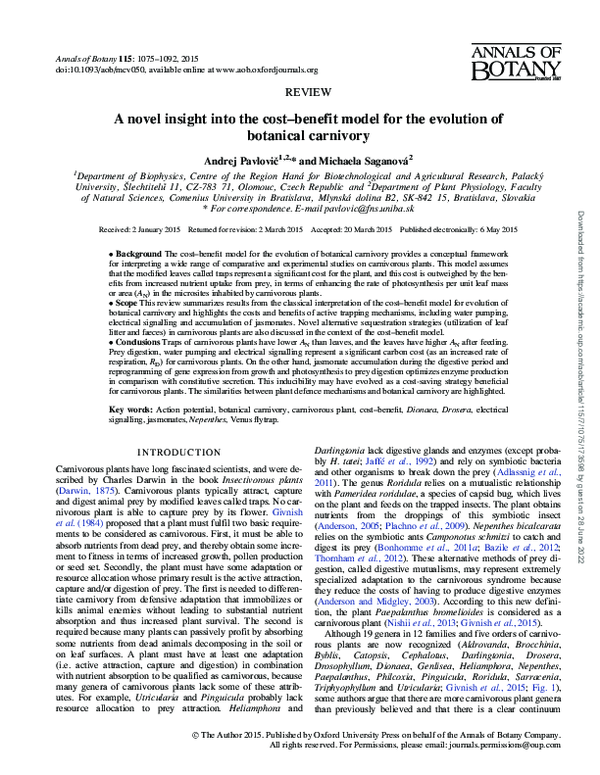 (PDF) A novel insight into the cost–benefit model for the evolution of ...
