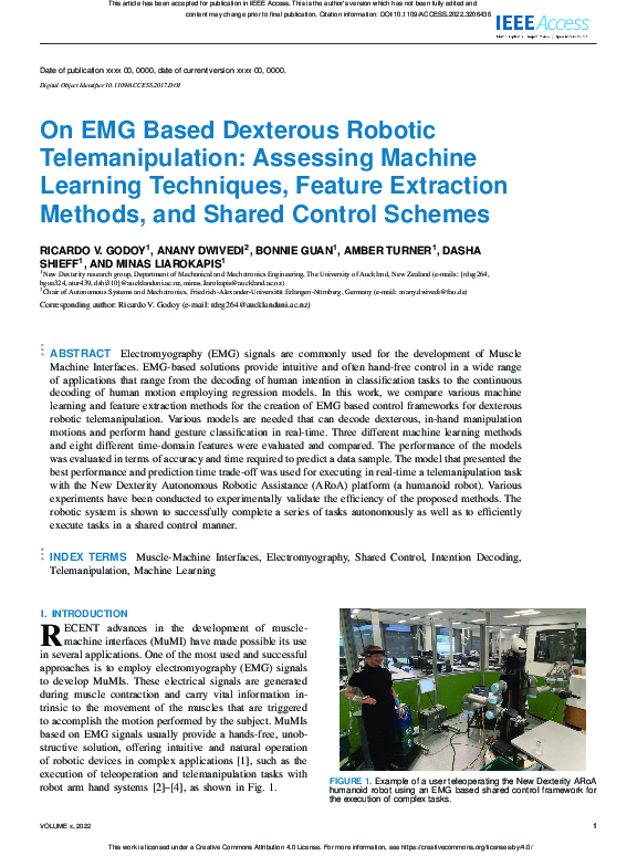 (PDF) On EMG Based Dexterous Robotic Telemanipulation: Assessing Machine Learning Techniques ...