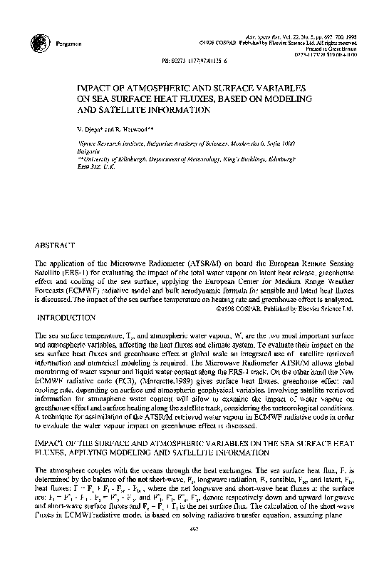 (PDF) Impact of atmospheric and surface variables on sea surface heat fluxes, based on modeling ...