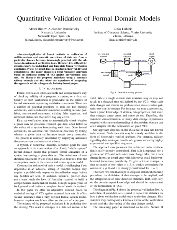 (PDF) Quantitative Validation of Formal Domain Models (PDF) Quantitative Validation of Formal Domain Models