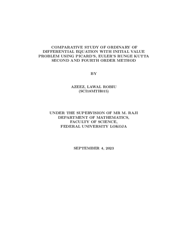 (PDF) COMPARATIVE STUDY OF ORDINARY OF DIFFERENTIAL EQUATION WITH INITIAL VALUE PROBLEM USING ...