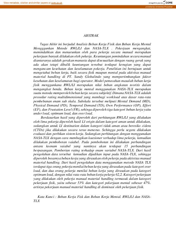 (PDF) Analisis Beban Kerja Fisik Dan Beban Kerja Mental Menggunakan ...
