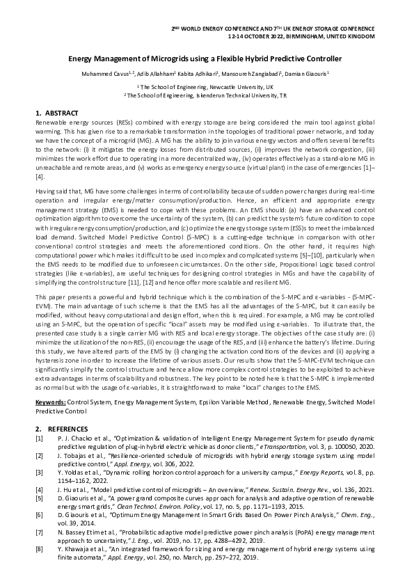 Pdf Energy Management Of Microgrids Using A Flexible Hybrid Predictive Controller Muhammed