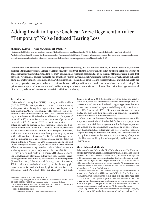 (PDF) Adding insult to injury: cochlear nerve degeneration after ...