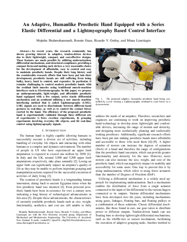 (PDF) An Adaptive, Humanlike Prosthetic Hand Equipped with a Series ...