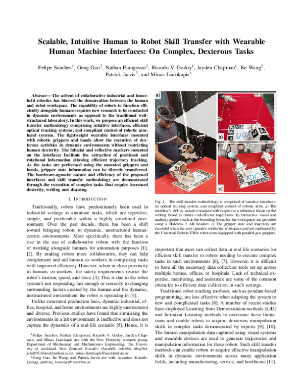 (PDF) Scalable, Intuitive Human to Robot Skill Transfer with Wearable Human Machine Interfaces ...