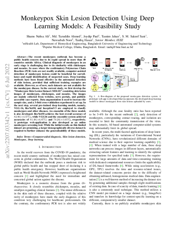 (PDF) Monkeypox Skin Lesion Detection Using Deep Learning Models: A Feasibility Study