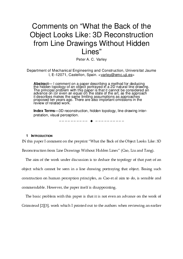 (PDF) Comments on "What the Back of the Object Looks Like: 3D ...