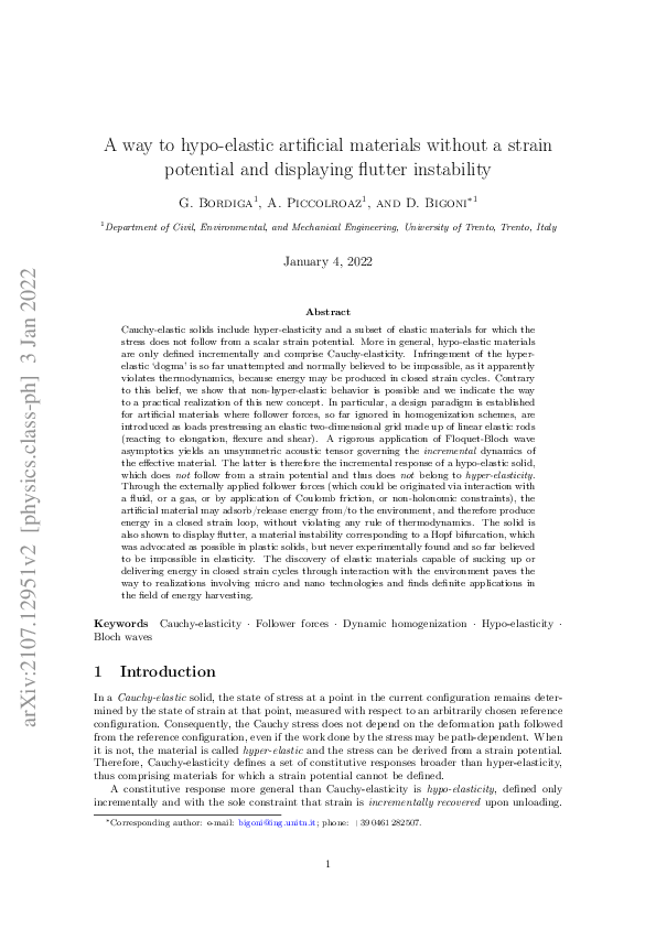 (PDF) A way to hypo-elastic artificial materials without a strain ...